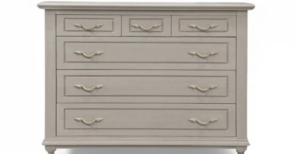 Comodă lemn masiv, gri/nuc, 6 sertare, Louise - 2862